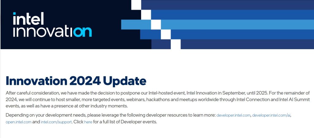 [News] Intel Delays Innovation 2024 Event amid Financial Challenges ...