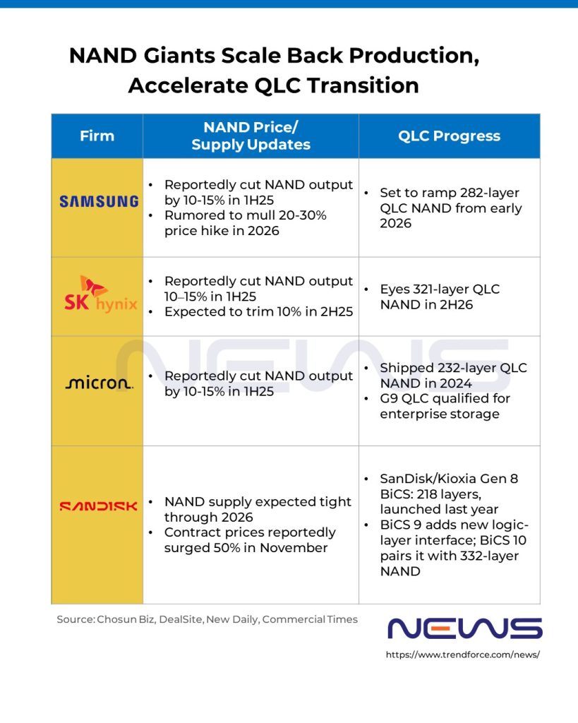 [News] NAND Giants Reportedly Cut Output in 2H25 as Prices Surge ...